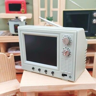 Real Working Miniature TV Retro Style Mini TV Cartoon Play Television ...