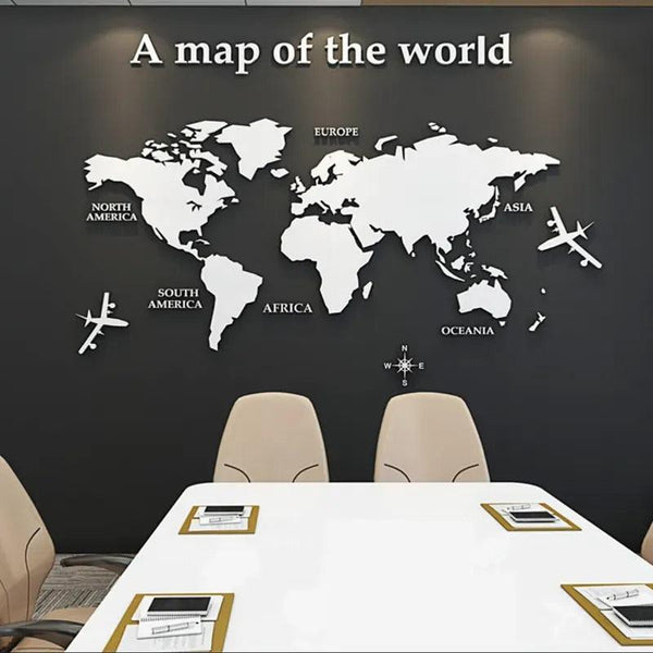 3D World Map Wall Decor Acrylic Solid Color Crystal Bedroom Living roo ...