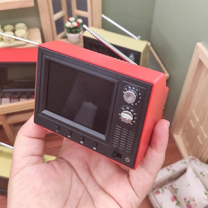 Real Working Miniature TV Retro Style Mini TV Cartoon Play Television ...