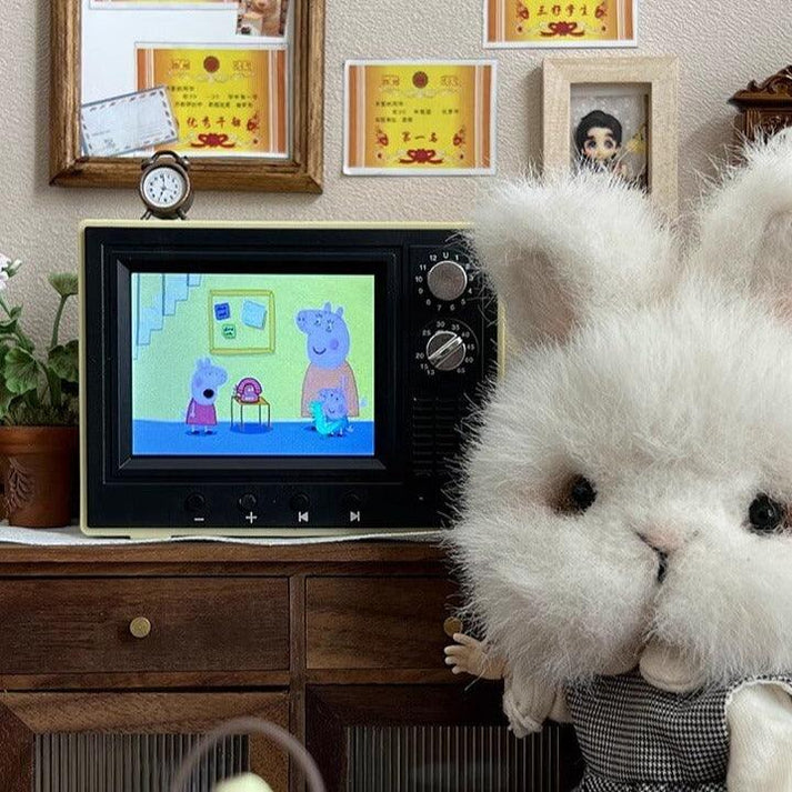 Real Working Miniature TV Retro Style Mini TV Cartoon Play Television ...