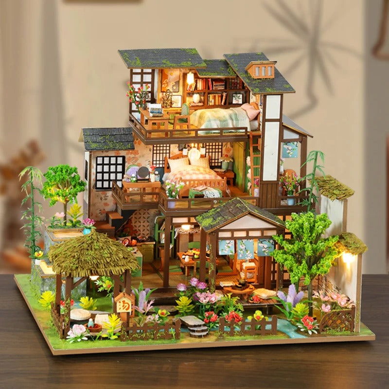 Bamboo Spring Courtyard Casa Miniature Building Kits Dollhouse With Fu ...