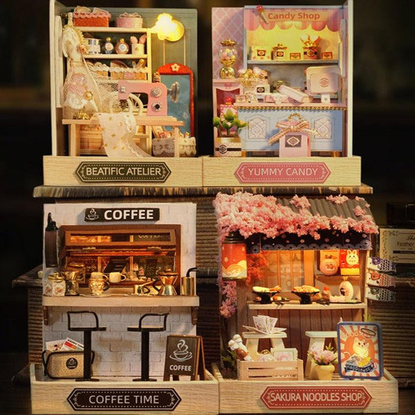 Corner of Happiness Series DIY Dollhouse Kit Miniature Sakura Noodles ...