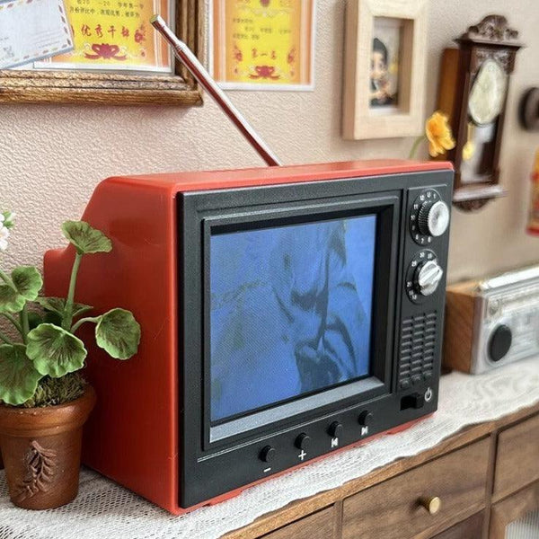 Real Working Miniature TV Retro Style Mini TV Cartoon Play Television ...